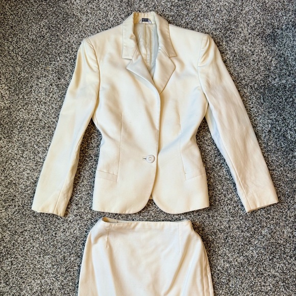 Versace | Other | Versace Cream Blazer And Skirt Ensemble | Poshmark